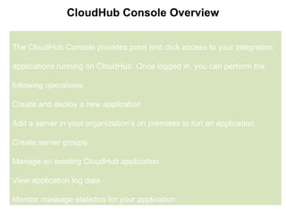 Mule cloud hub console overview | PPT