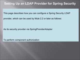 Mule security - ldap for spring security | PPT
