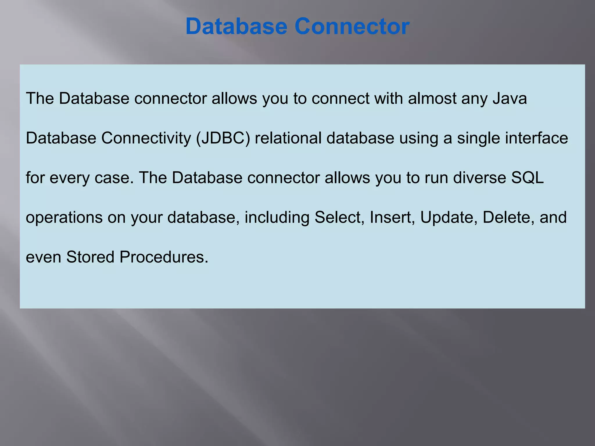 Mule Database Connector Ppt