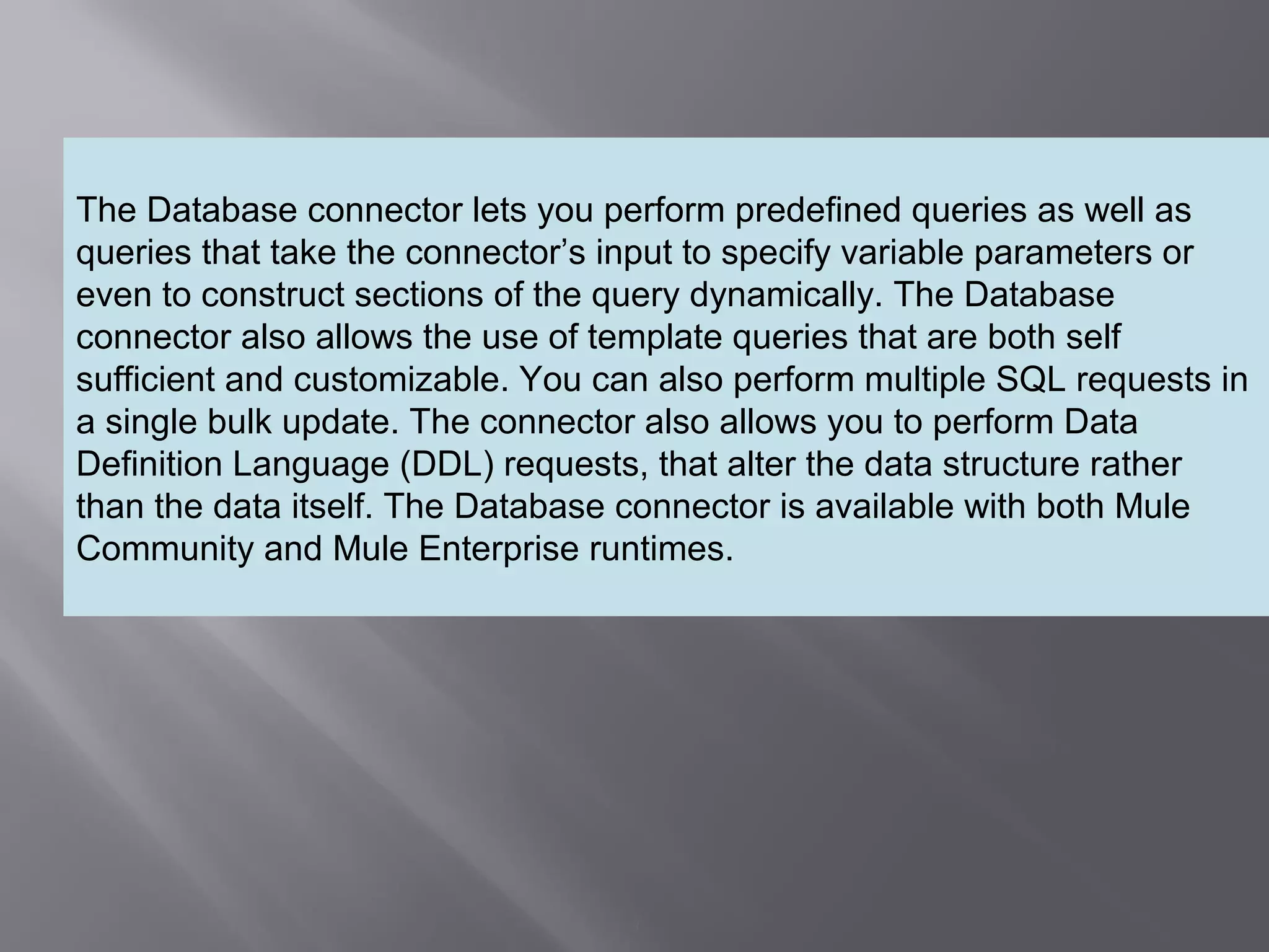 Mule Database Connector Ppt