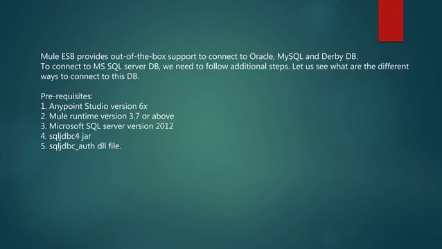 Mule Esb Connecting To Ms Sql Db Ppt