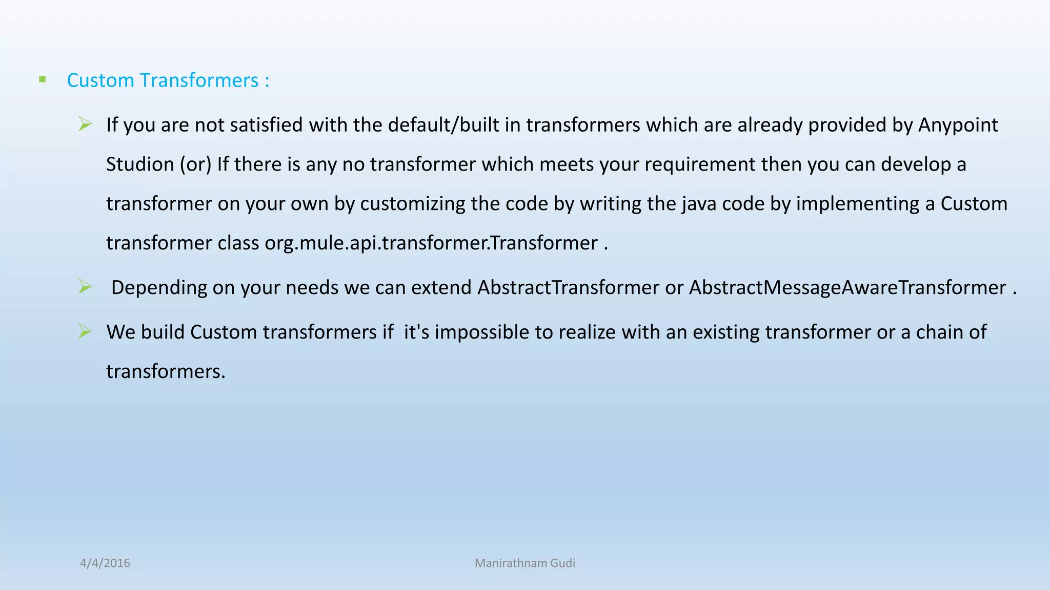 Mule esb transformers | PPTX