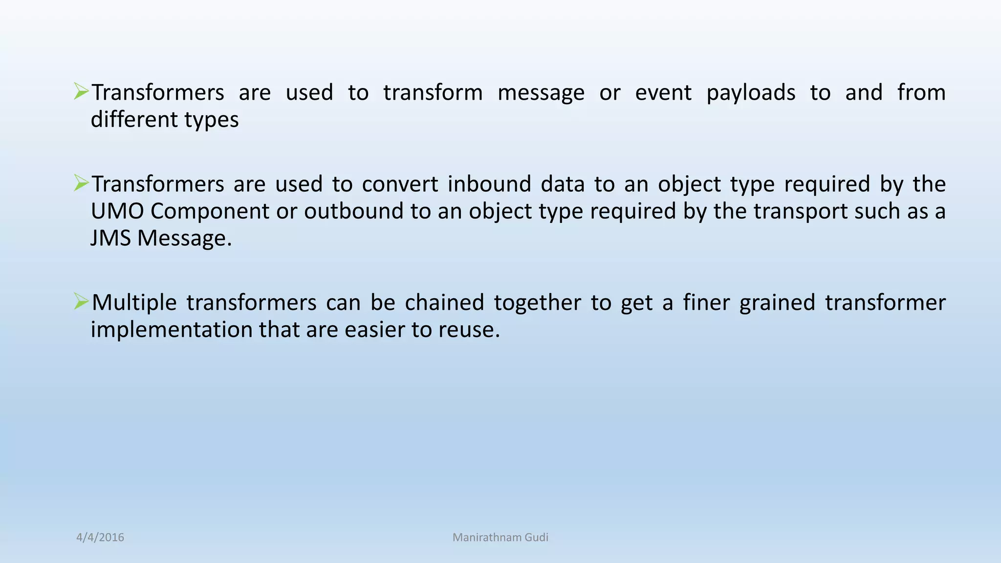 Mule esb transformers | PPT