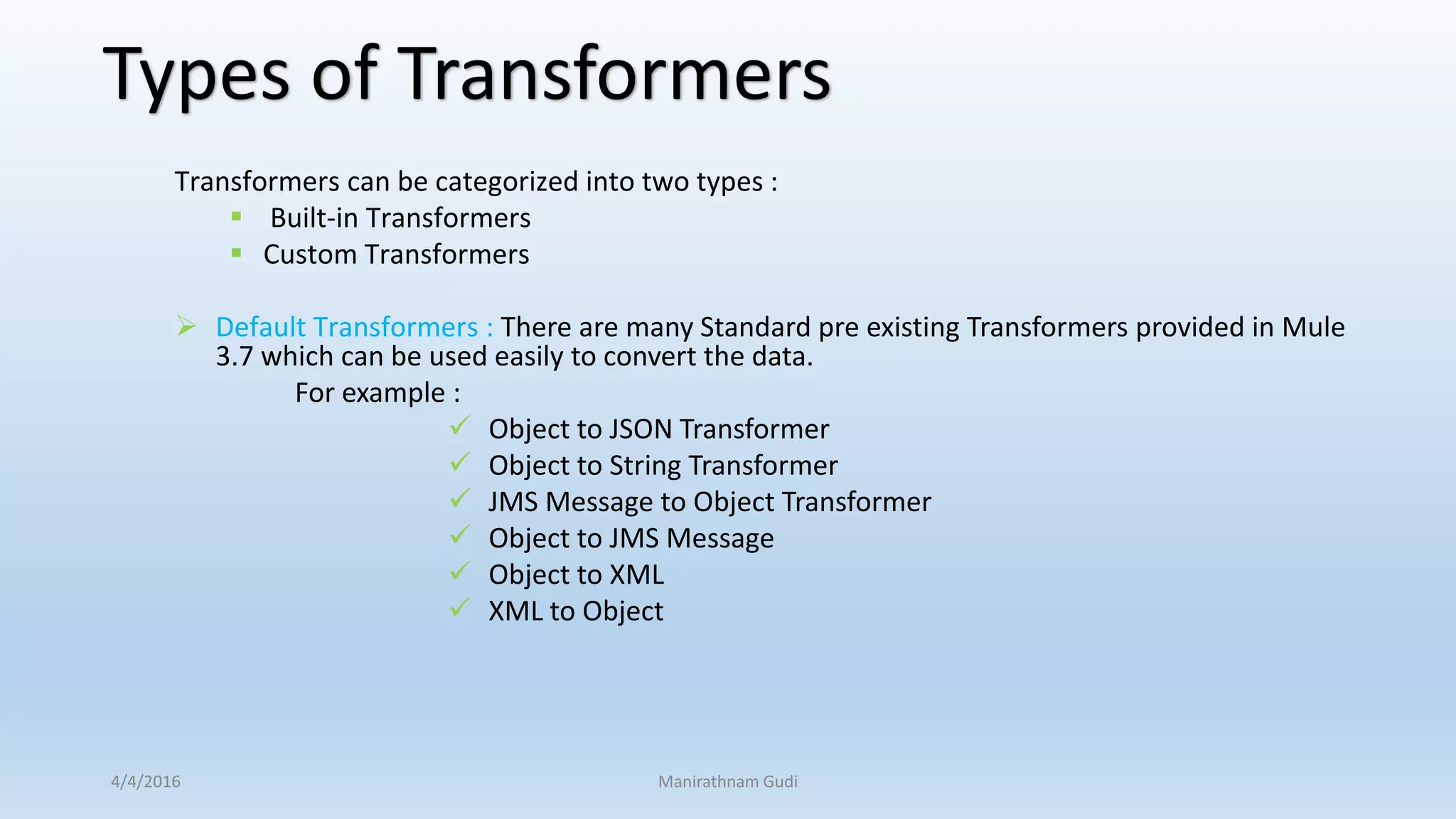 Mule esb transformers | PPT