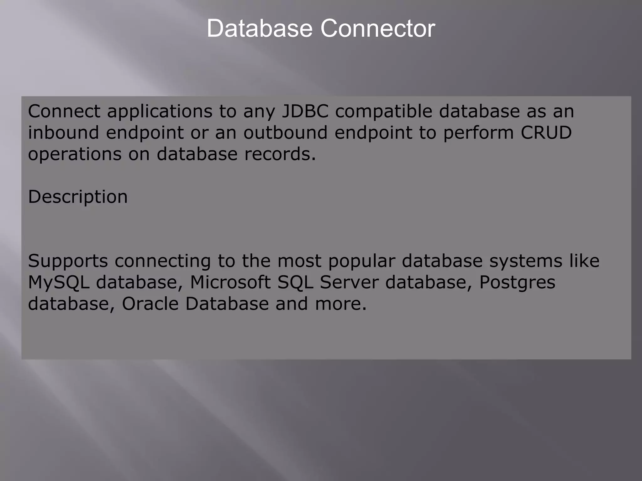 MuleSoft Database Connector | PPT | Databases | Computer Software and Applications