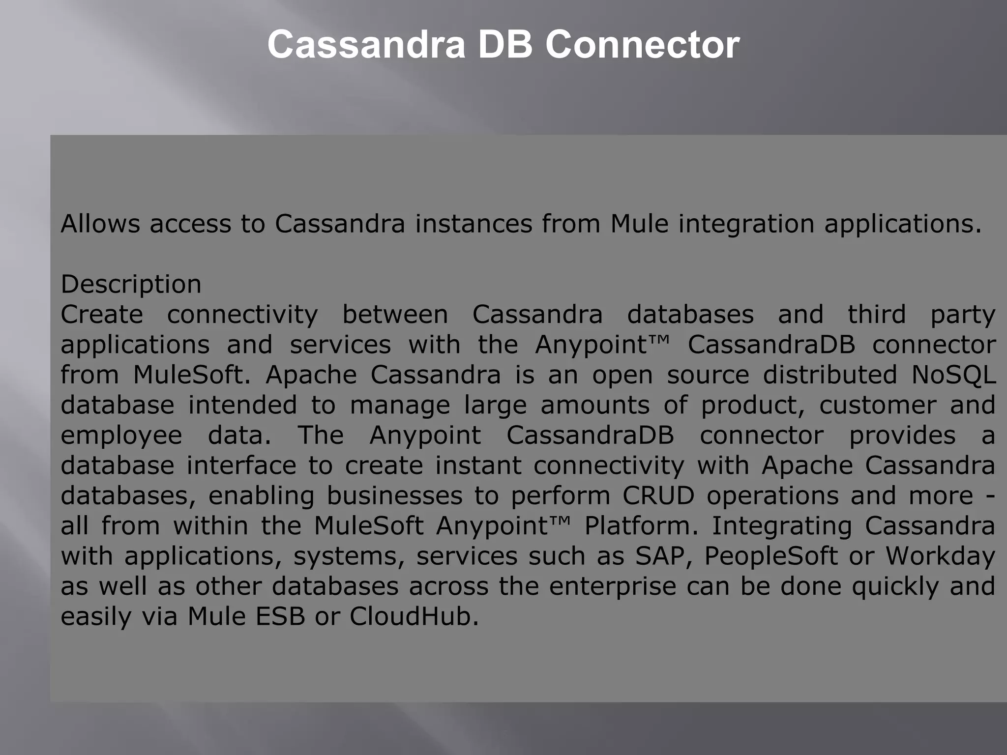 Mulesoft Database Connector Ppt