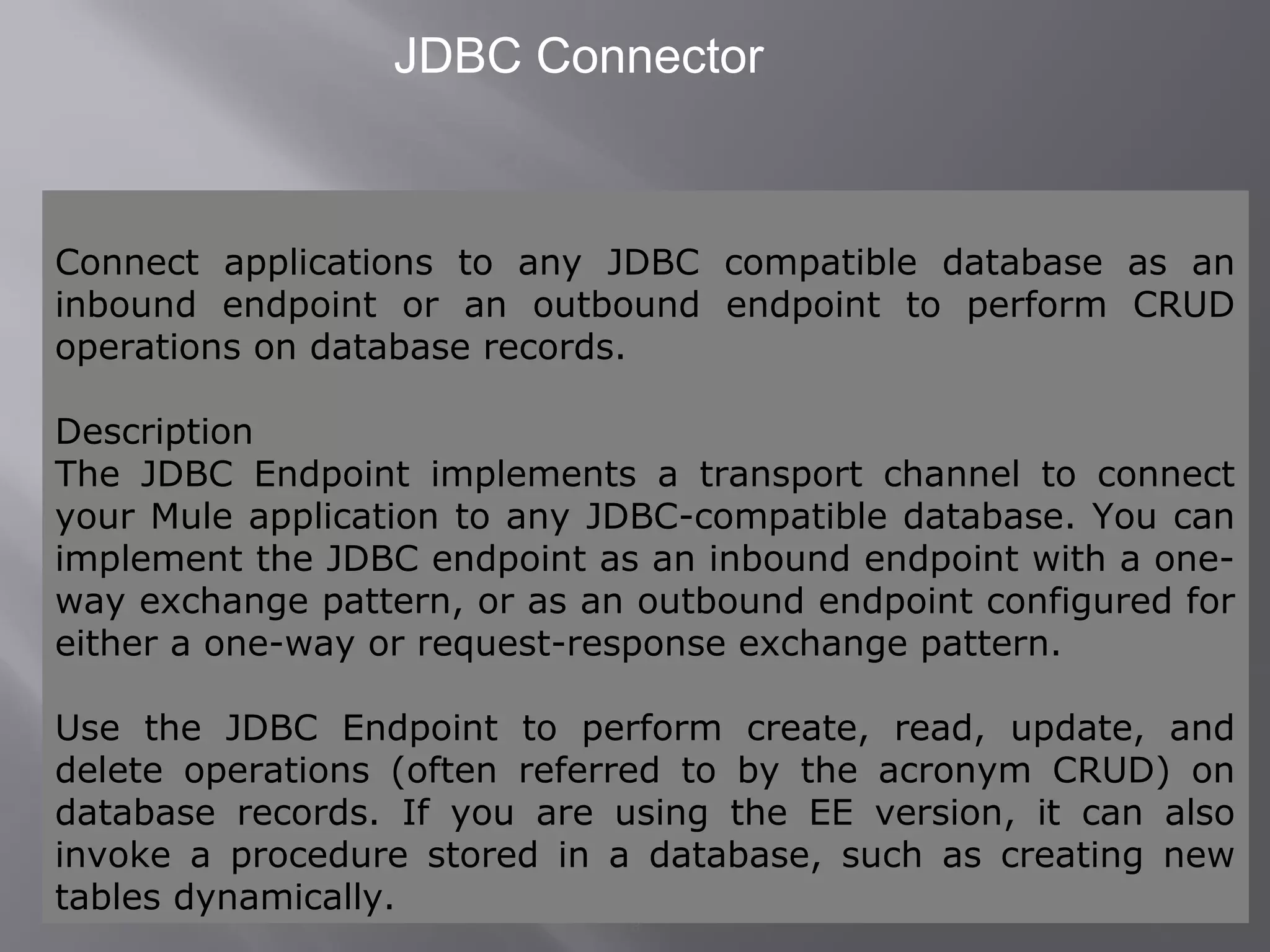 Mulesoft Database Connector Ppt Databases Computer Software And