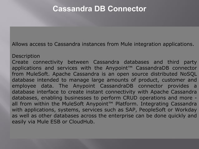 MuleSoft Database Connector | PPT | Databases | Computer Software and Applications