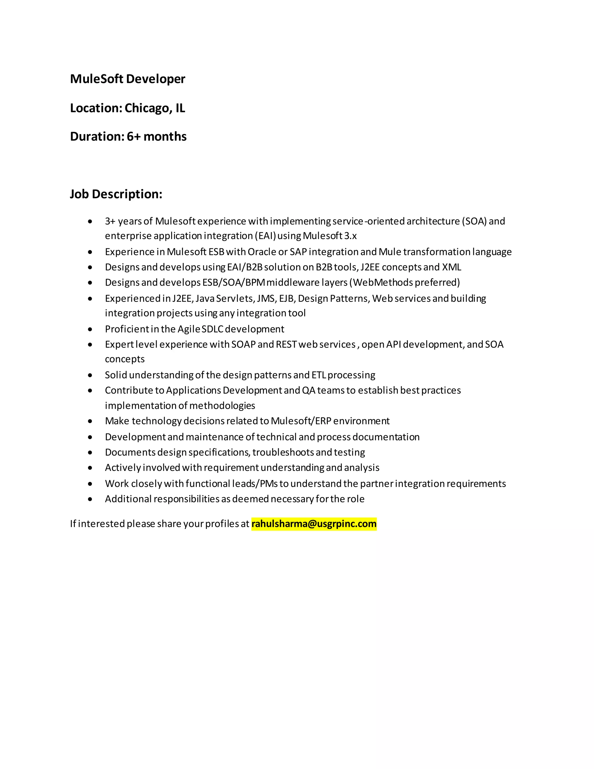 Mule soft developer | DOCX