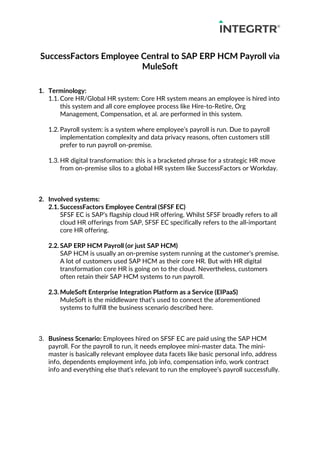 SuccessFactors Employee Central to SAP ERP HCM Payroll via MuleSoft | PDF