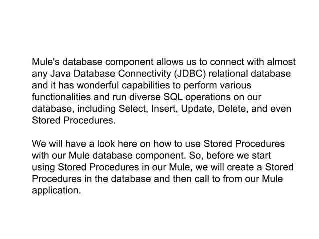 Mule with stored procedure | PPT