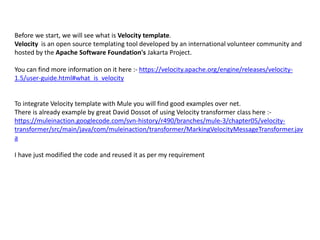 Velocity in Mule | PPT