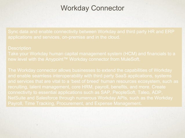 Mule with workday connectors | PPT