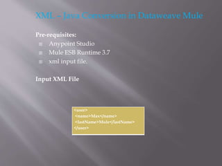 Mule XML java sample | PPTX