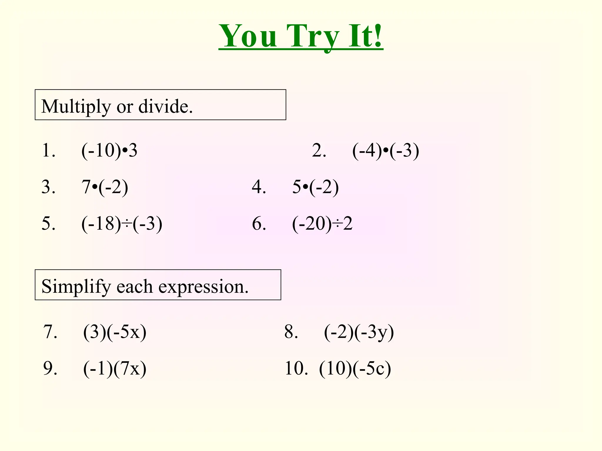 Mulitply-divide integers add and subtract integers.ppt