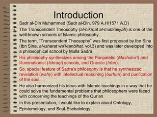 Mulla Sadra's philosophy | PPT