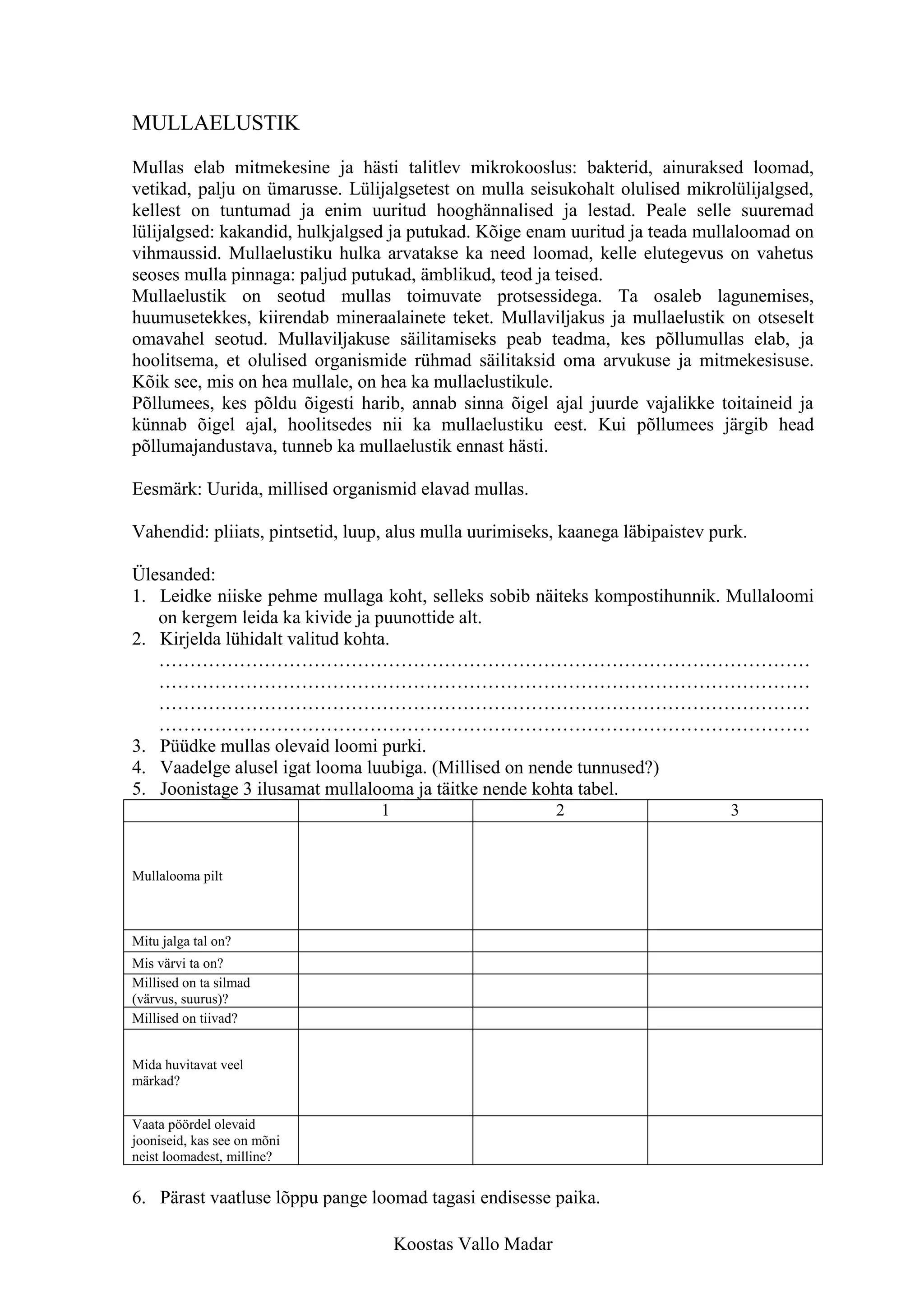 Mullaelustik 5. klass | PDF