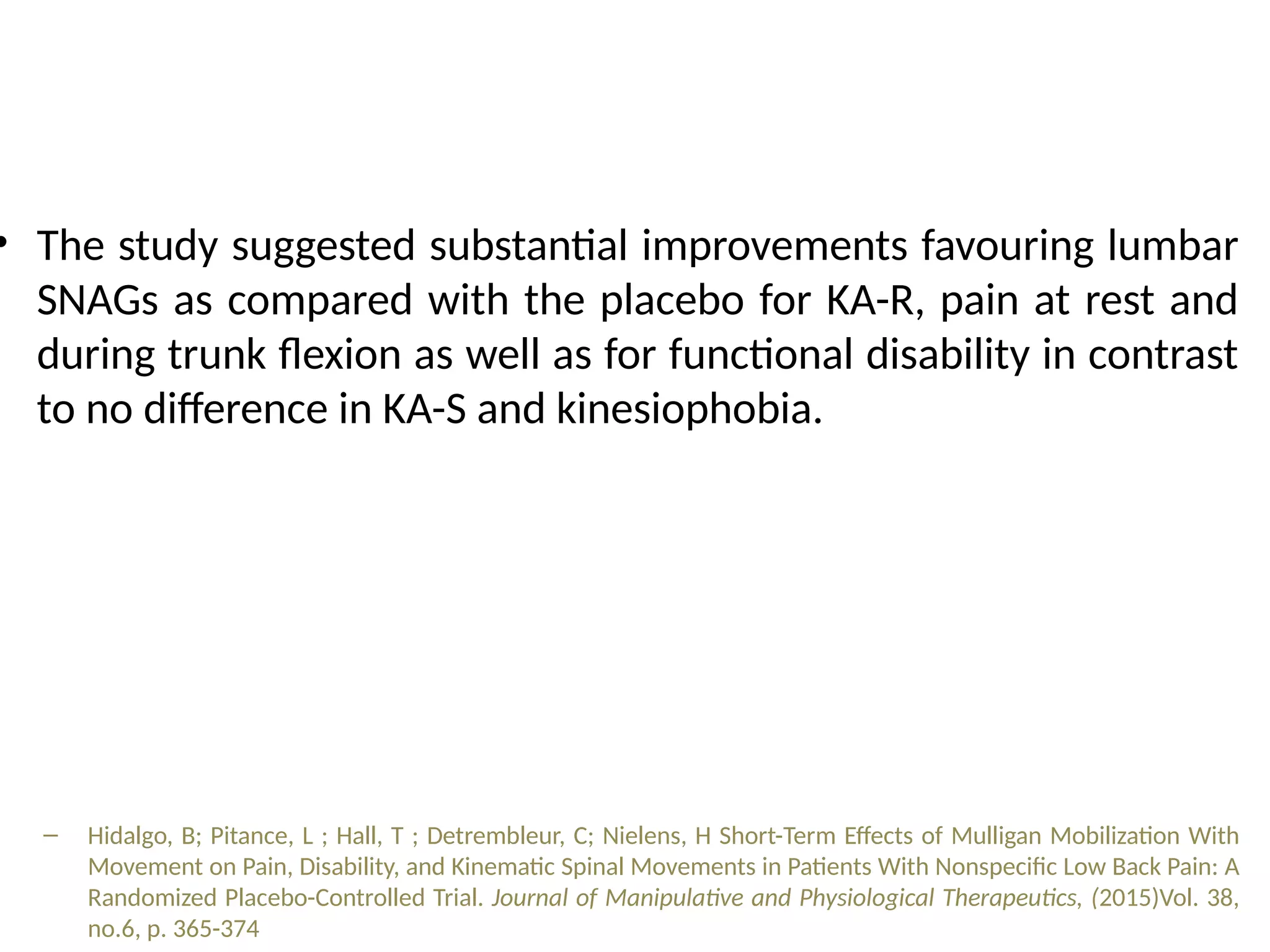 Mulligan mobilization (MWM) | PDF