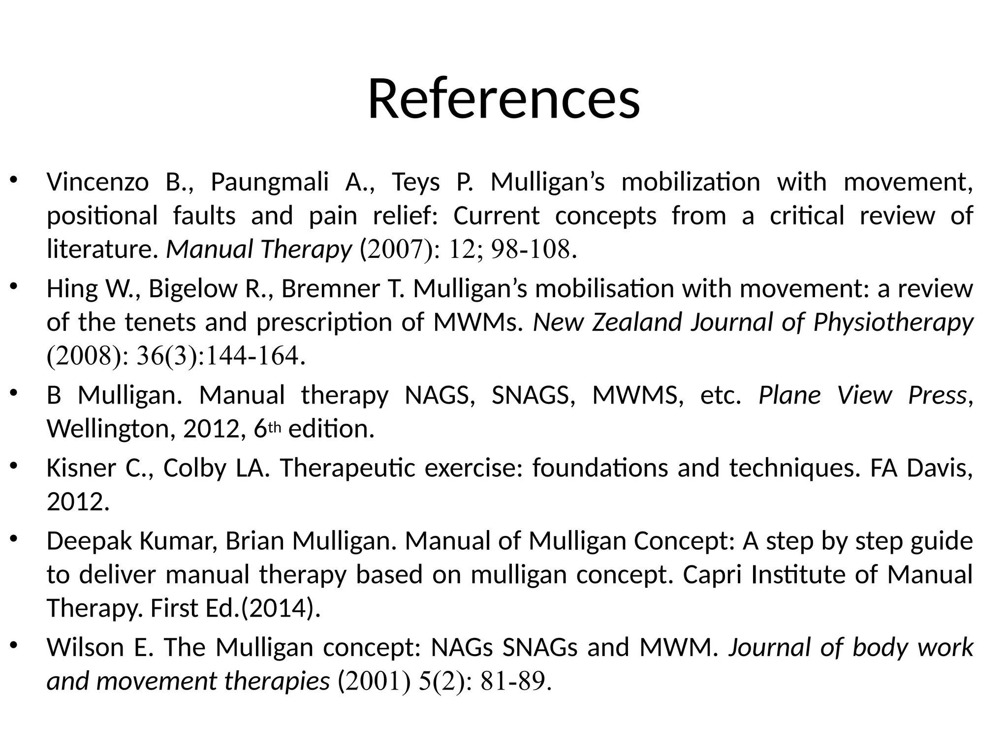 Mulligan mobilization (MWM) | PDF