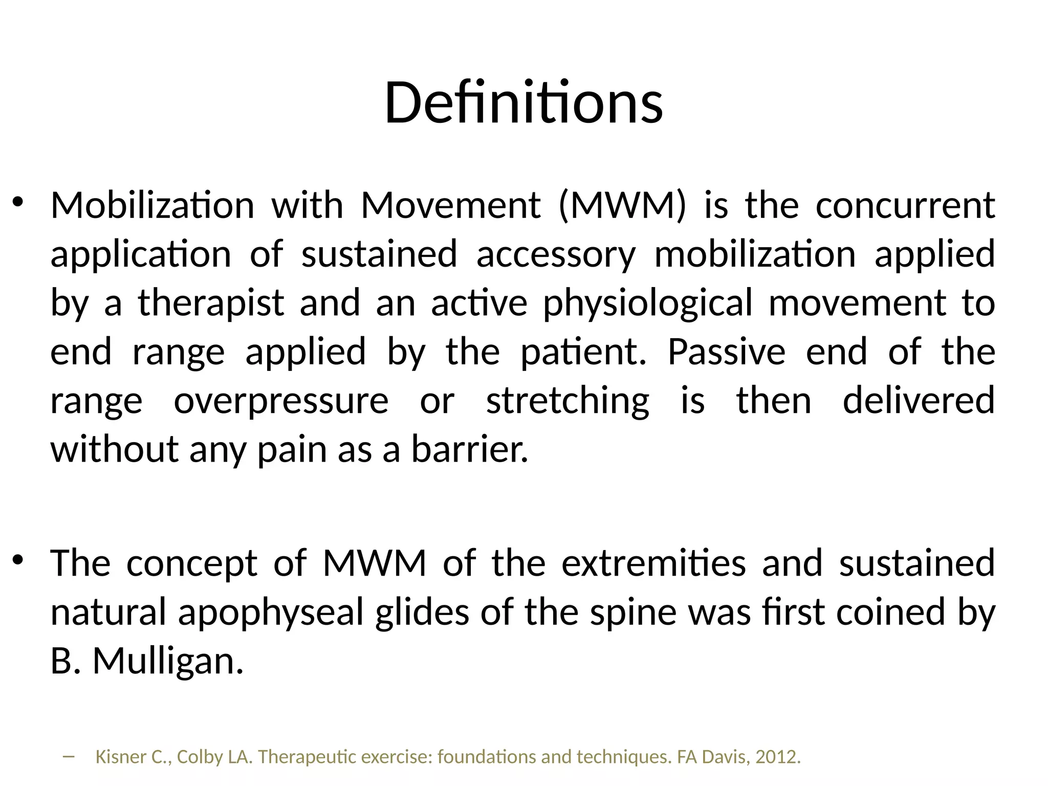 Mulligan mobilization (MWM) | PDF