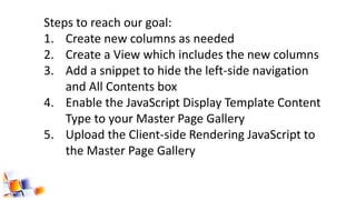 SharePoint 2013: Using Client-Side Rendering to color-code list cells | PPT