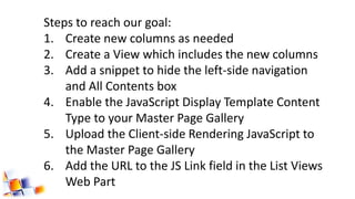 SharePoint 2013: Using Client-Side Rendering to color-code list cells | PPT