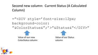 SharePoint 2013: Using Client-Side Rendering to color-code list cells | PPT