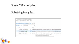 SharePoint 2013: Using Client-Side Rendering to color-code list cells | PPT