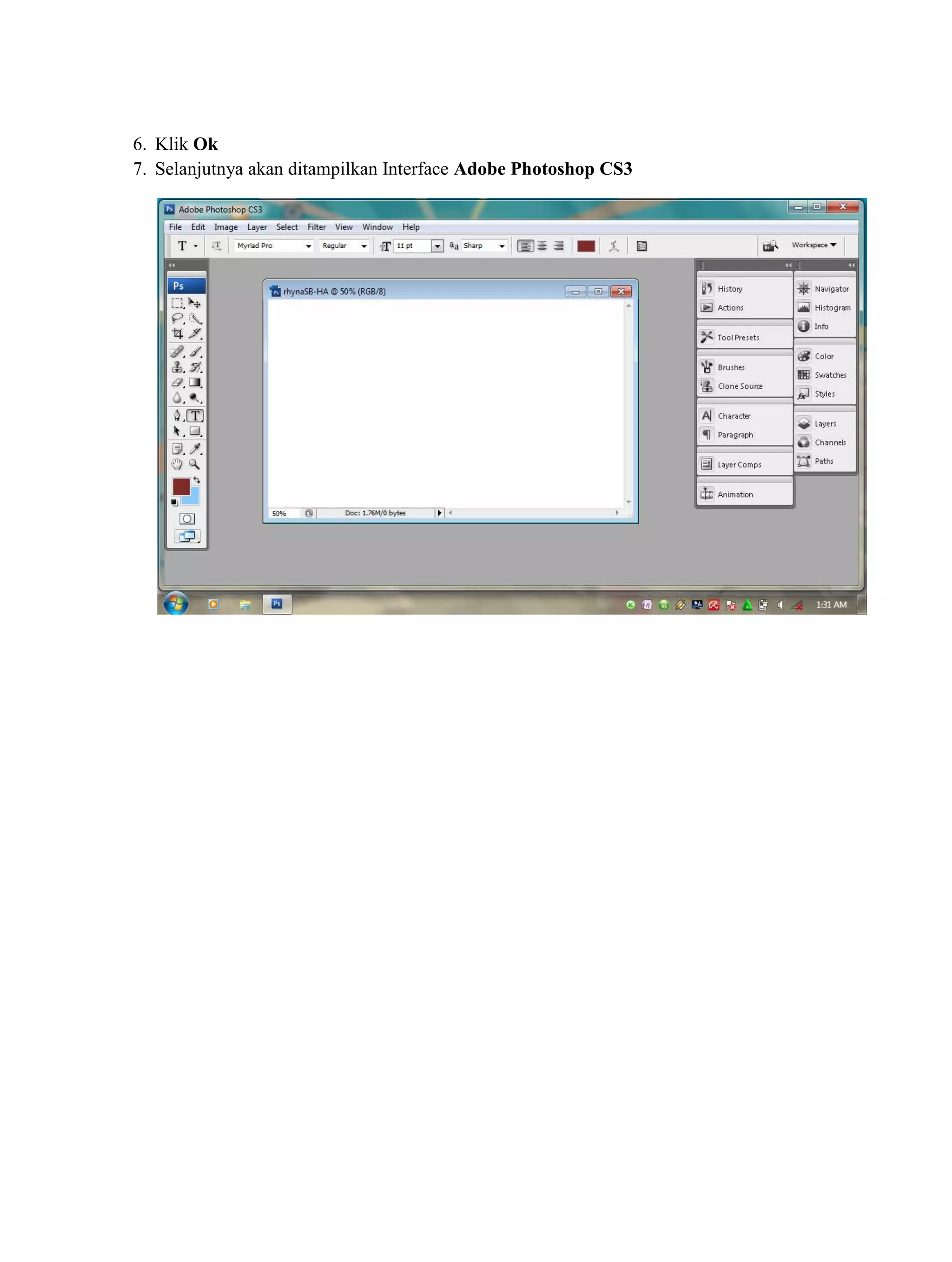 Mengenal Lembar Kerja Adobe Photoshop CS3 | DOCX
