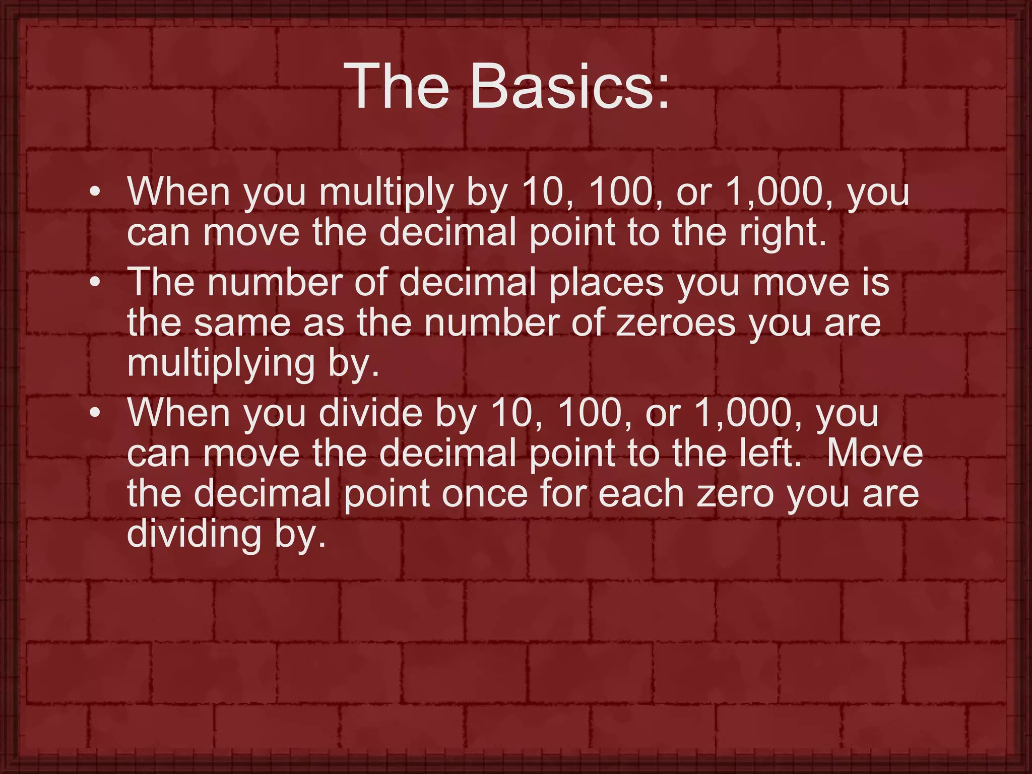 Mult&div by 10, 100, or 1,000 | PPT