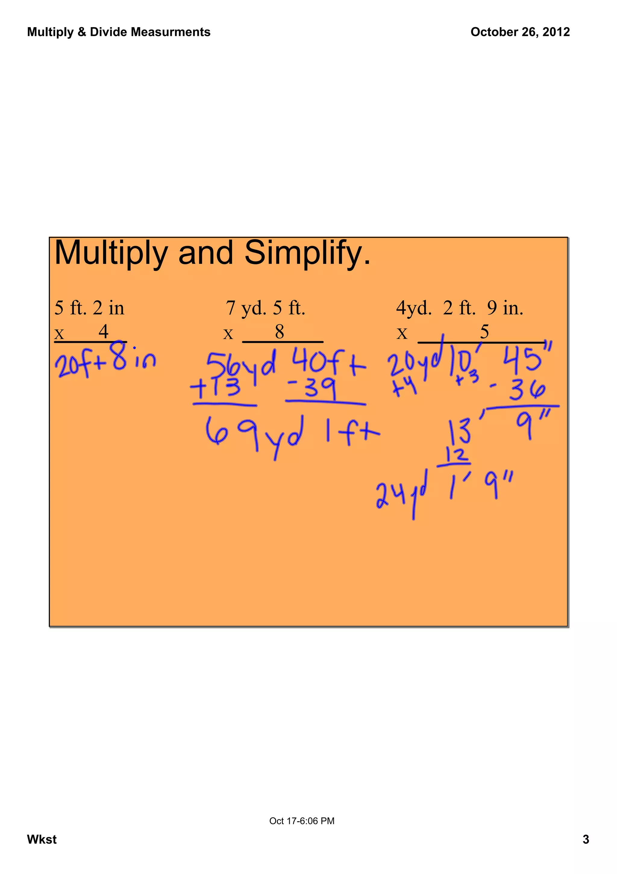 Multiply & divide measurments notes | PDF