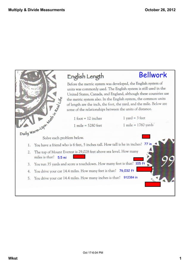 Multiply & divide measurments notes | PDF