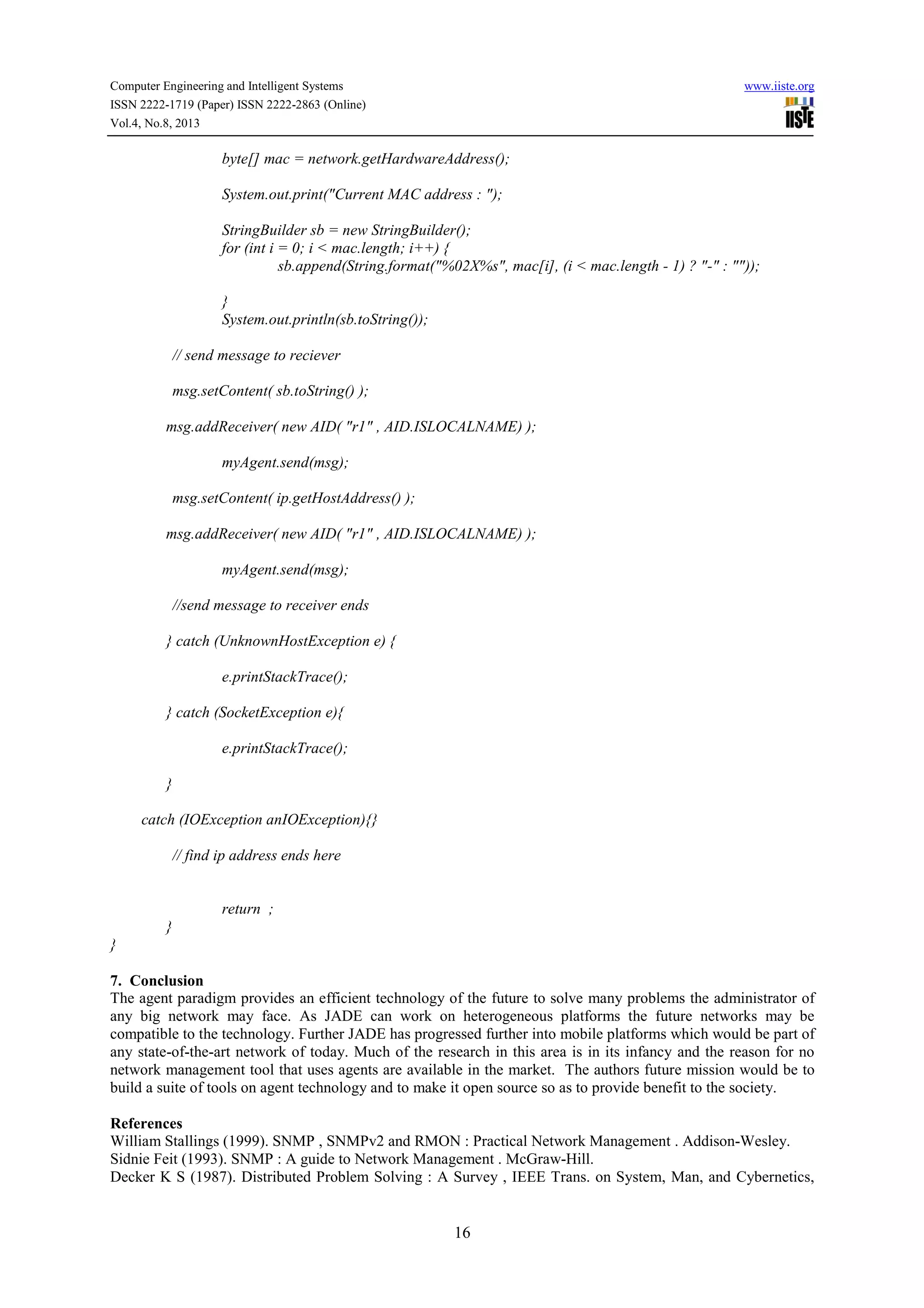 Multi Agent Based Network Monitoring And Management Using Jade Ppt