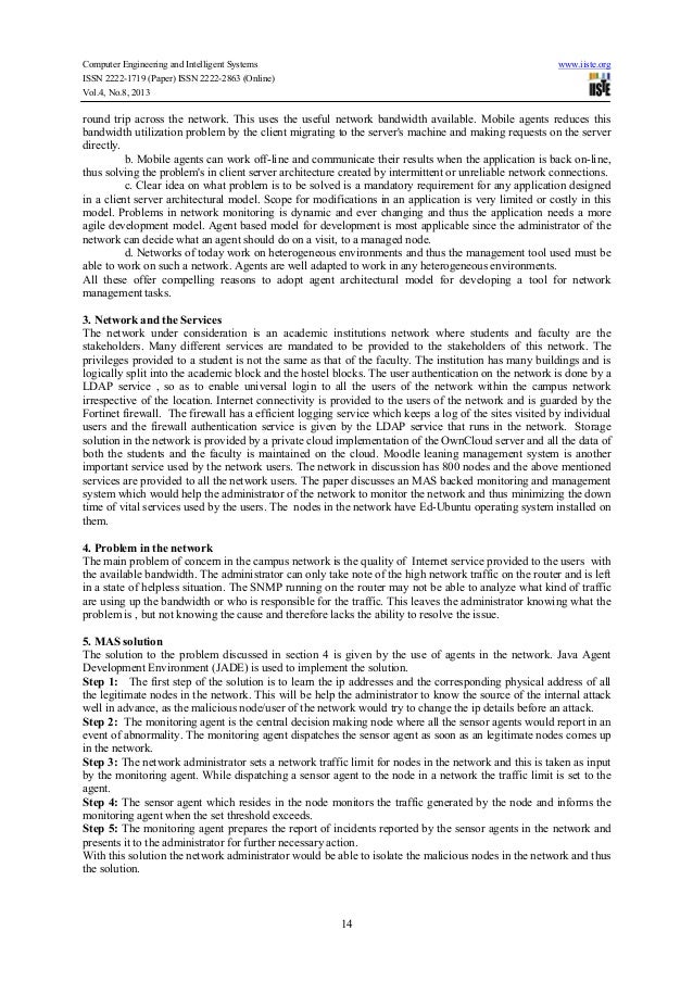 Multi Agent Based Network Monitoring And Management Using Jade