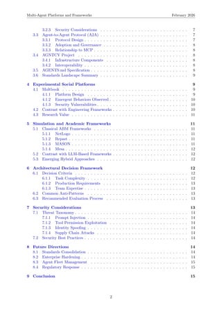 Multi-Agent Platforms and Frameworks Overview | PDF