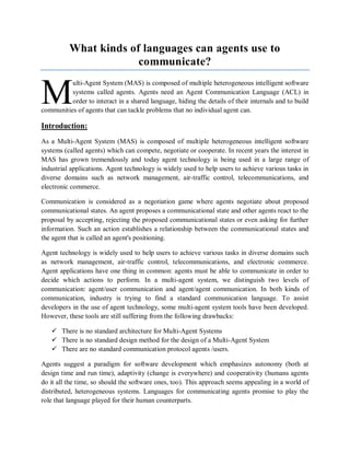What kinds of languages can agents use to communicate? | PDF