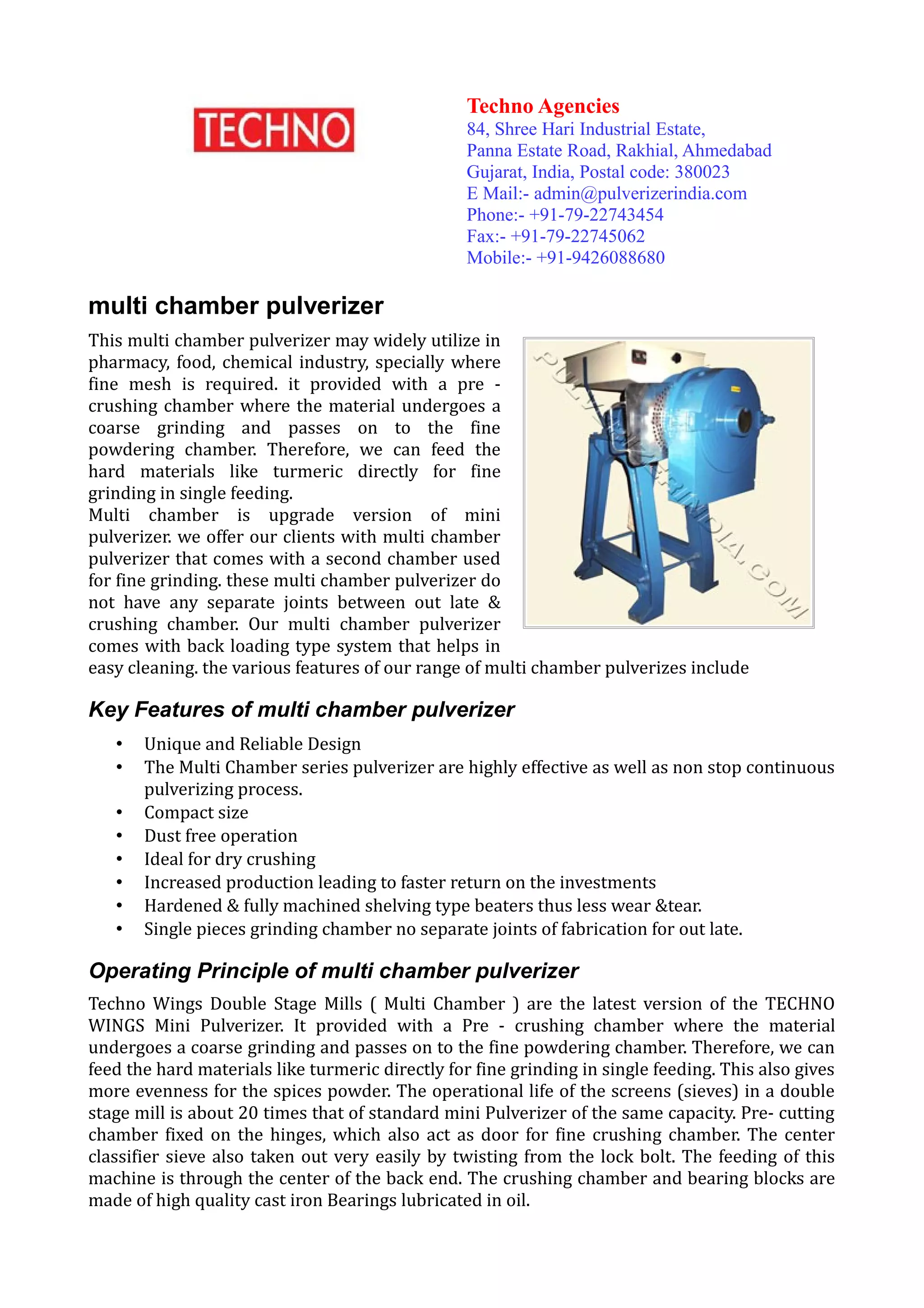 Multi chamber-pulverizer | PDF