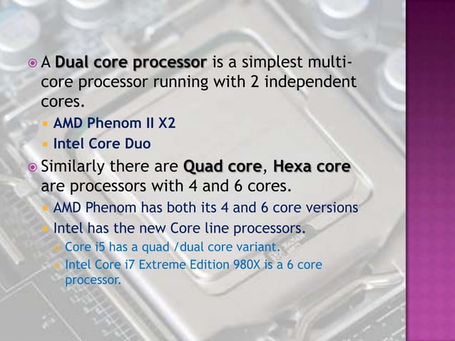Multi core processors | PPTX | Desktops | Computing