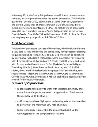 Multi core processors i5 | PDF