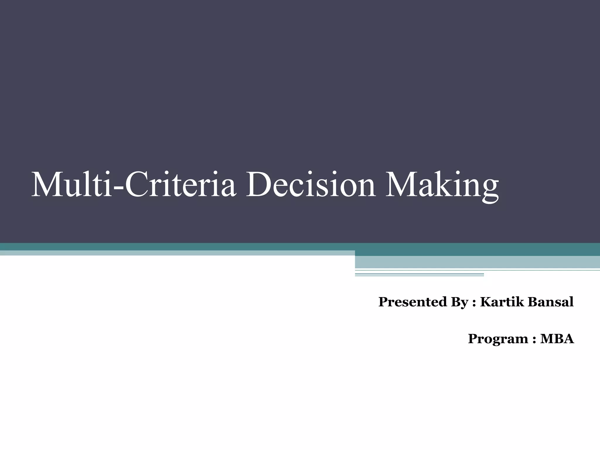 Multi Criteria Decision Making Ppt