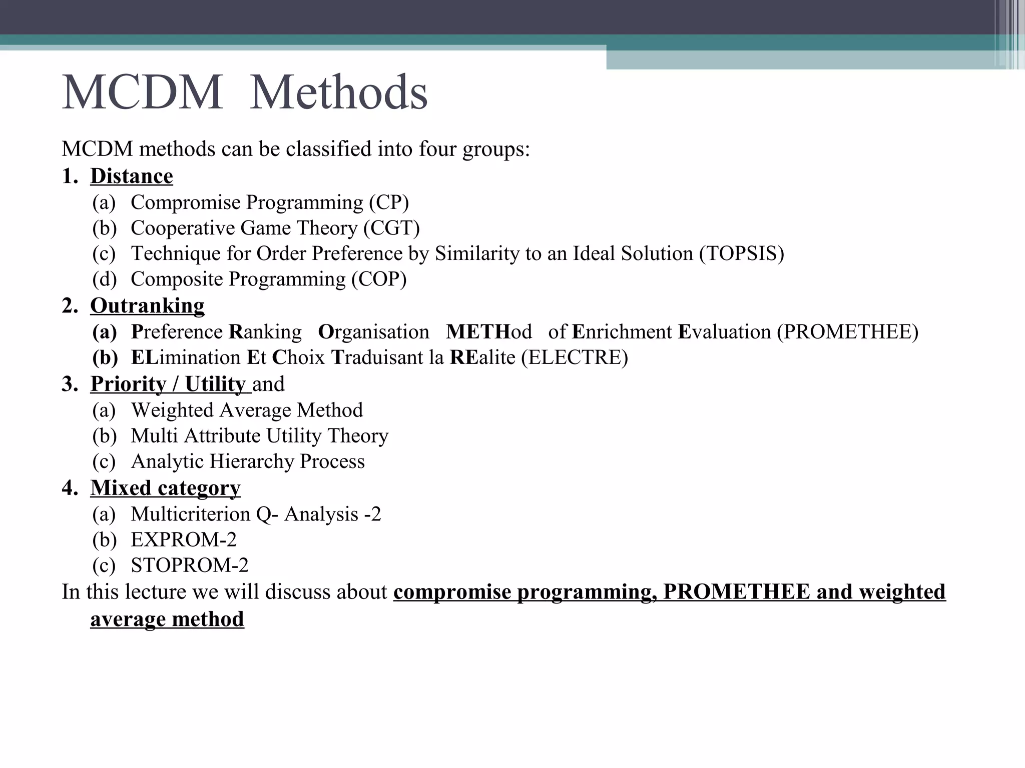 Multi criteria decision making | PPT