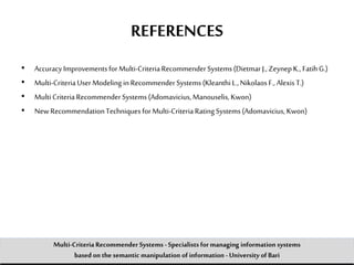 Multi Criteria Recommender Systems - Overview | PPTX
