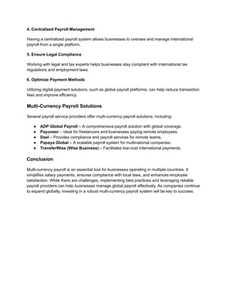 Multi-Currency Payroll: Simplify Global Employee Payments | PDF