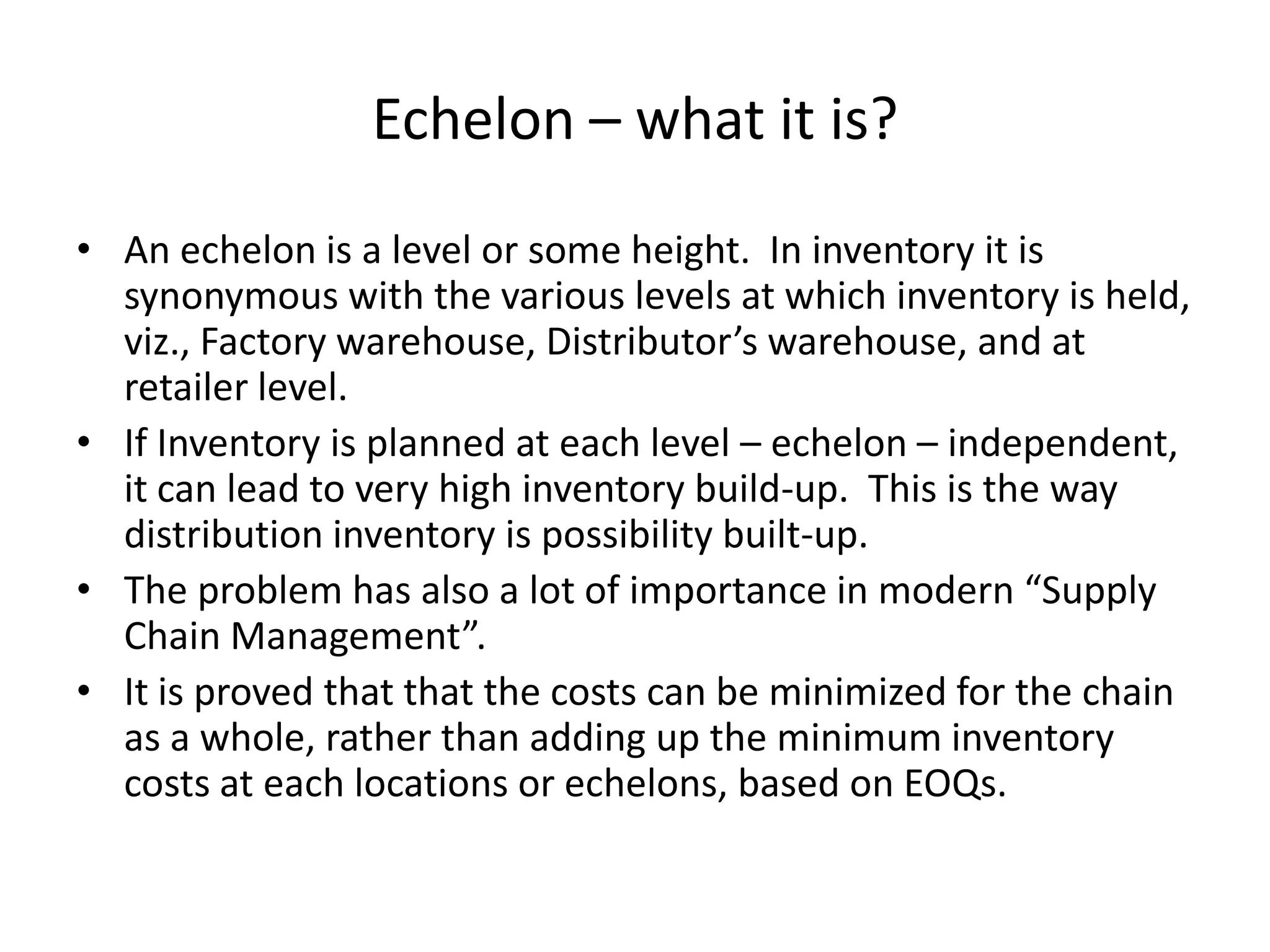 Multi echelon inventory optimization | PPTX