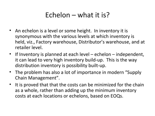 Multi echelon inventory optimization | PPT