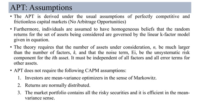 Multi factor models in asset pricing | PPT | Free Download