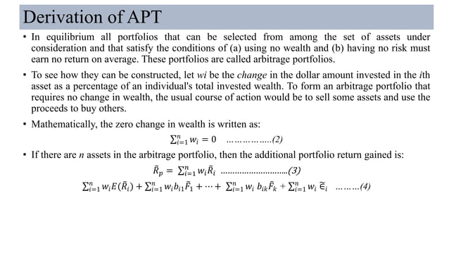 Multi factor models in asset pricing | PPT