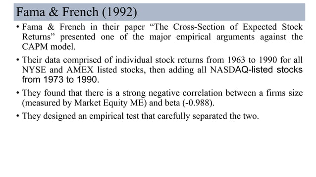 Multi factor models in asset pricing | PPT