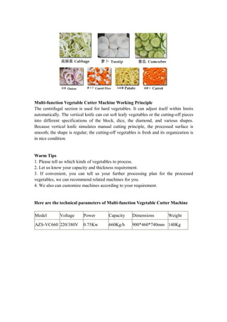 Multi function vegetable cutter machine | PDF