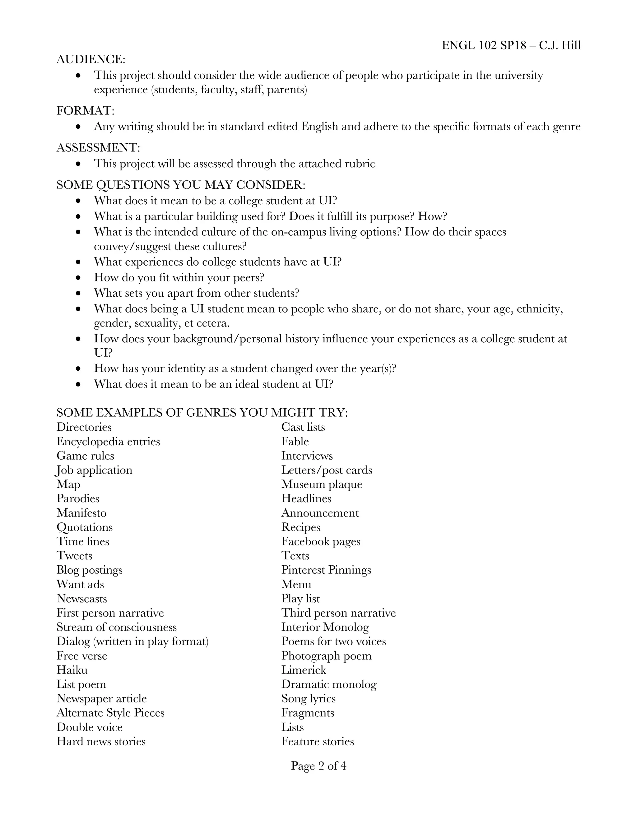 Multi genre analysis assignment | PDF